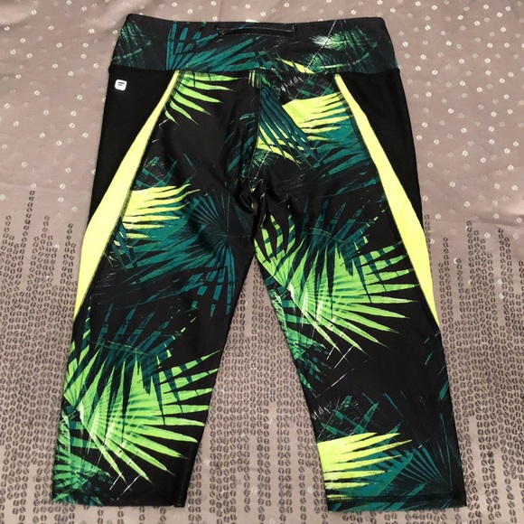 Fabletics | Pants & Jumpsuits | Fabletics Navassa Crop Green Neon Palm ...